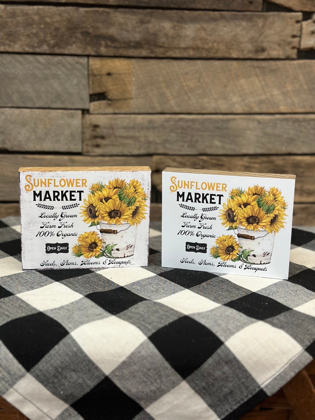 Sunflower Market Wooden Sign: Farmhouse Tiered Tray Decor - Etsy