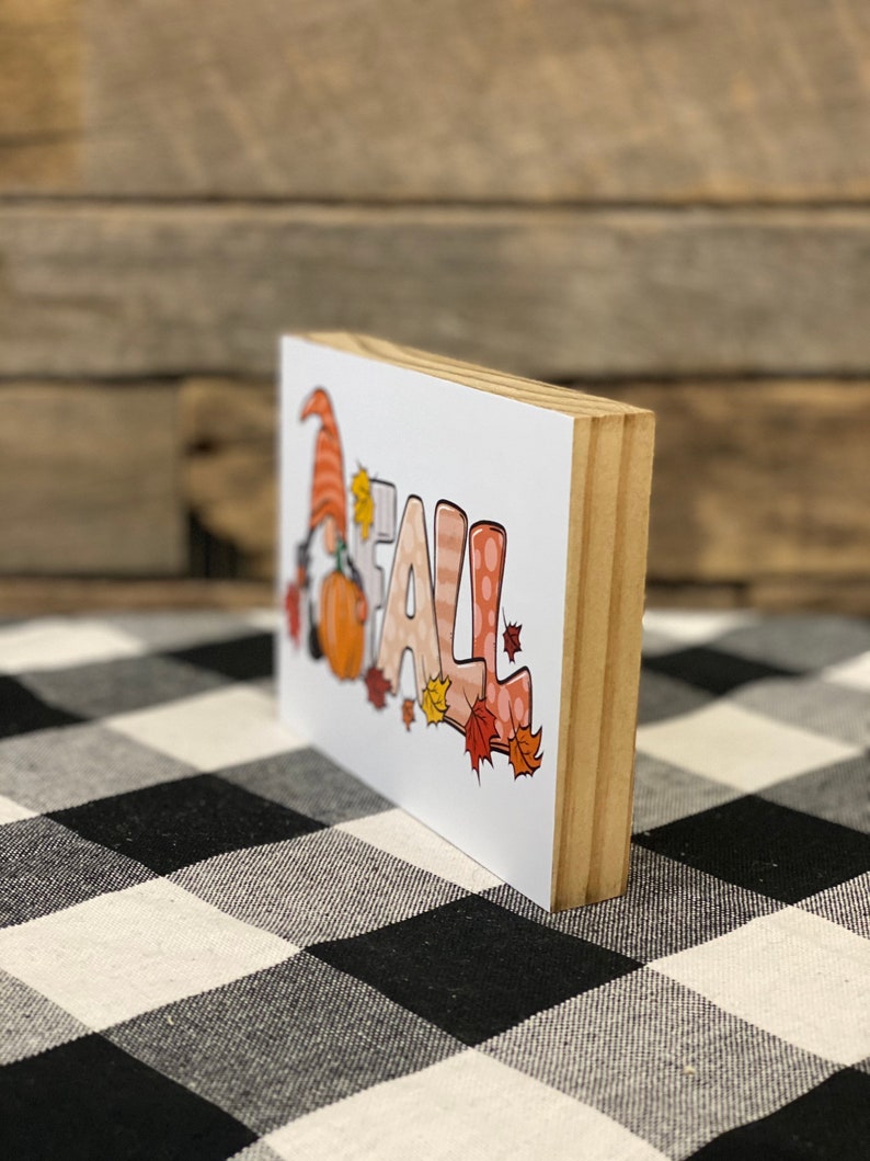 Fall Gnome Wooden Block Sign Fall Tiered Tray Sign Small | Etsy