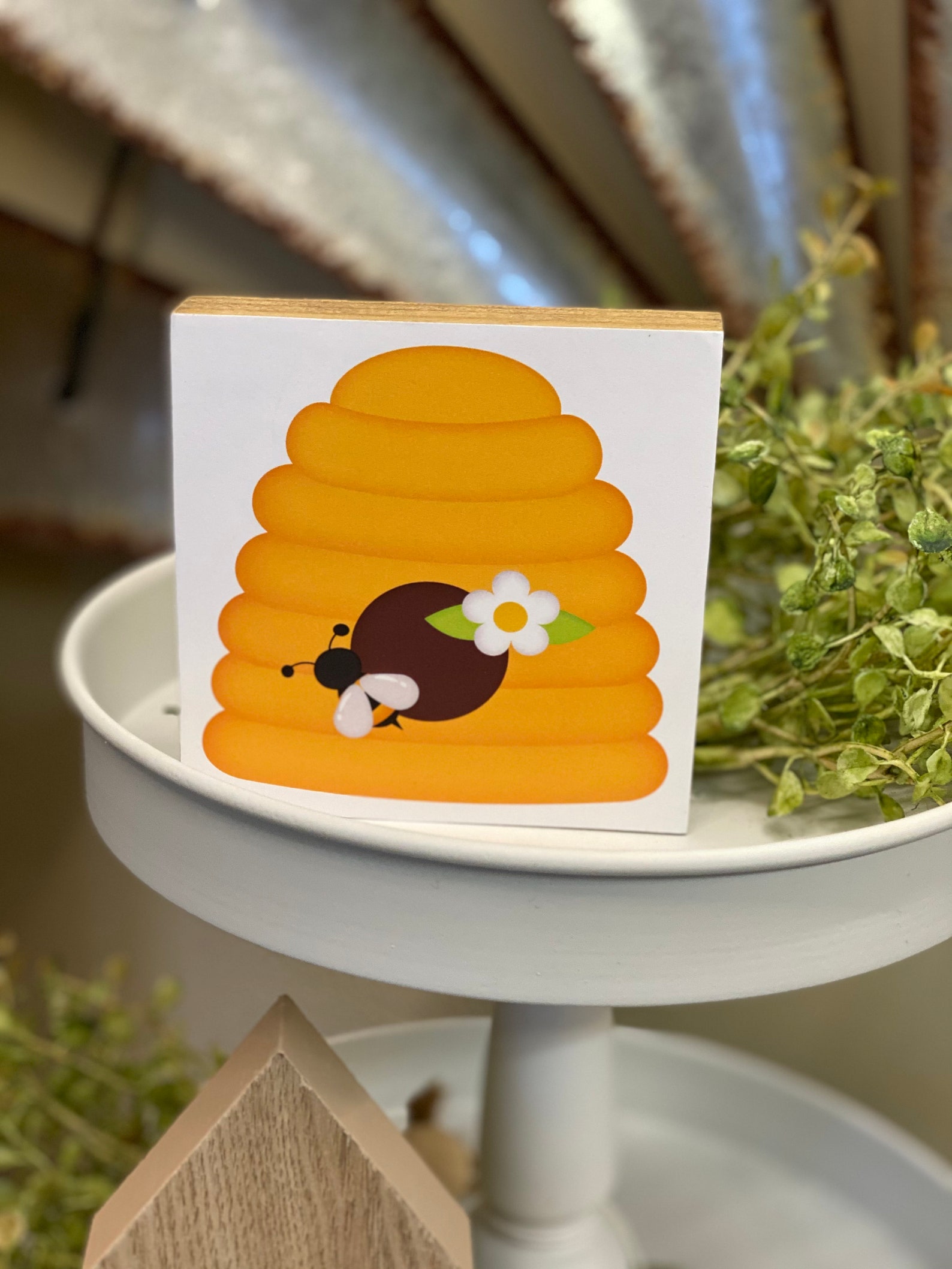 Mini Beehive Wooden Block Sign Bee Tiered Tray Sign | Etsy