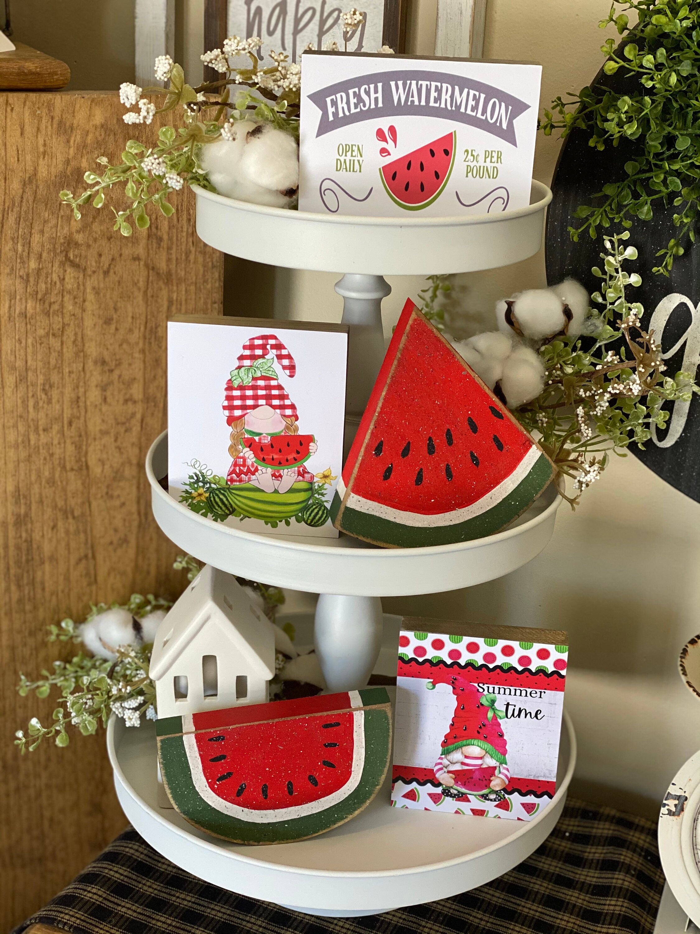 Fresh Watermelons Wooden Block Sign Watermelon Tiered Tray - Etsy