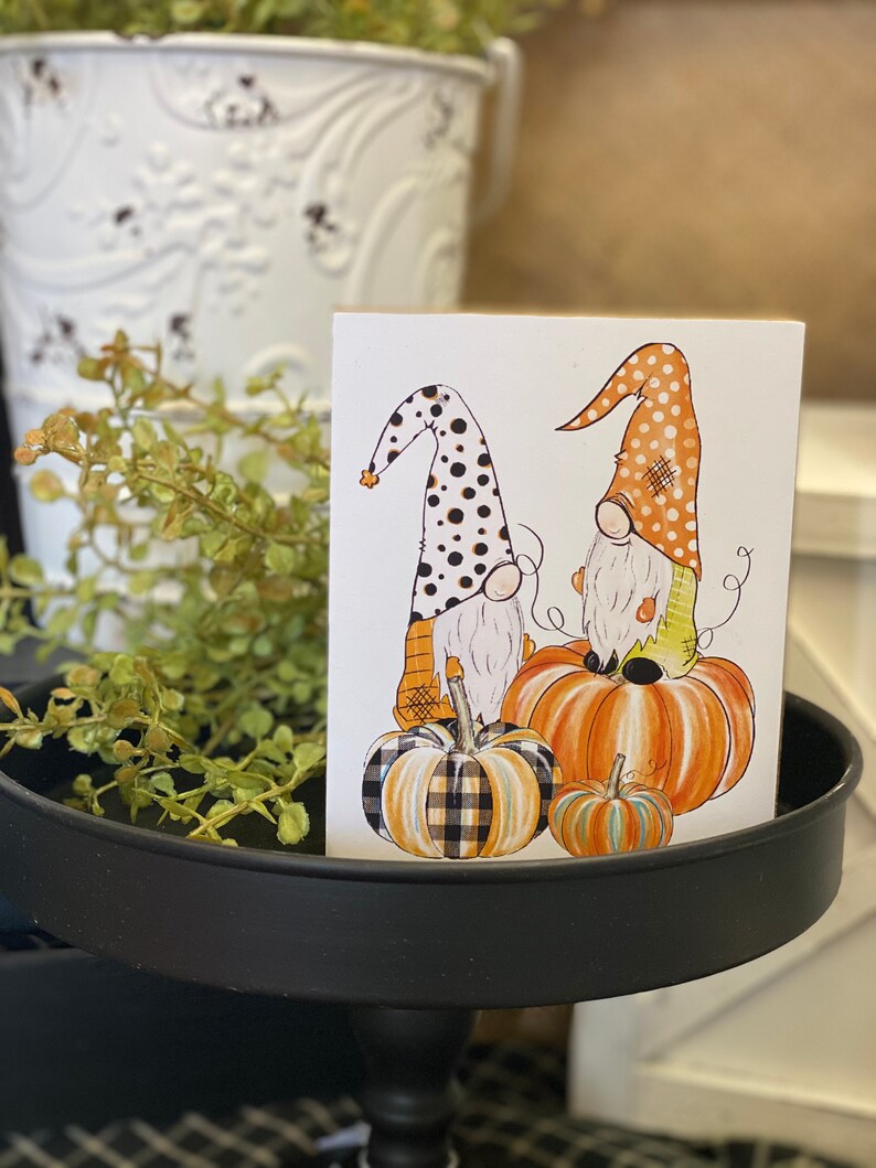 Pumpkin Gnomes Wooden Block Sign Fall Tiered Tray Decor - Etsy