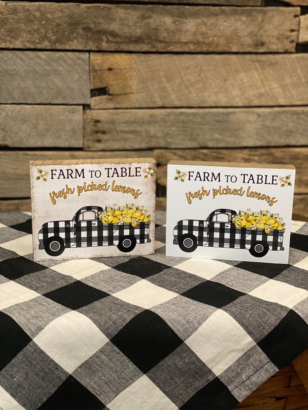 Fresh Picked Lemons Wooden Block Sign, Farm to Table Lemons, Lemon ...