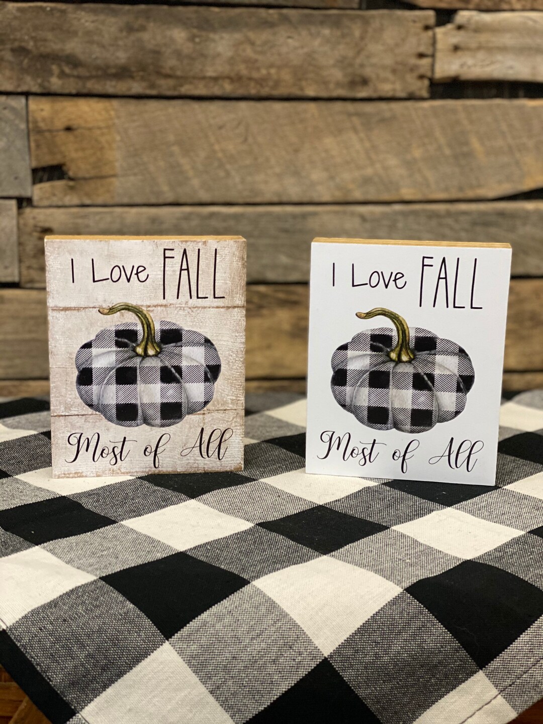 I Love Fall Most of All Wooden Block Sign, Fall Tiered Tray Decor ...