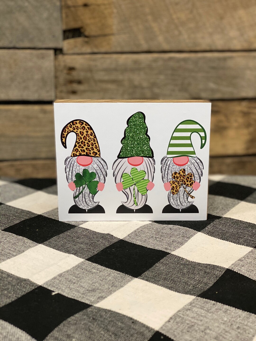 St. Patricks Day Gnome Trio Wooden Block Sign, St. Patricks Tiered Tray ...