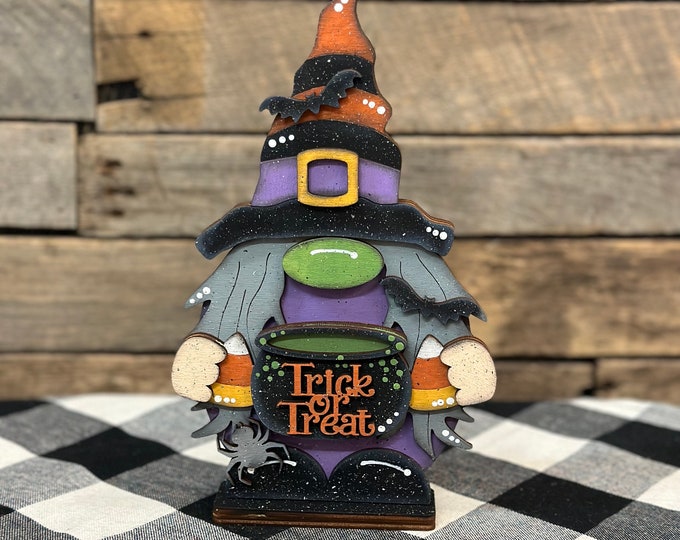 Witch Painted Halloween Gnome, Witch Home Decor, Fall Decor, Farmhouse ...