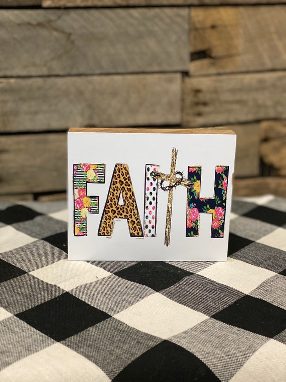 Faith Wooden Block Sign Religious Tiered Tray Sign Mini | Etsy