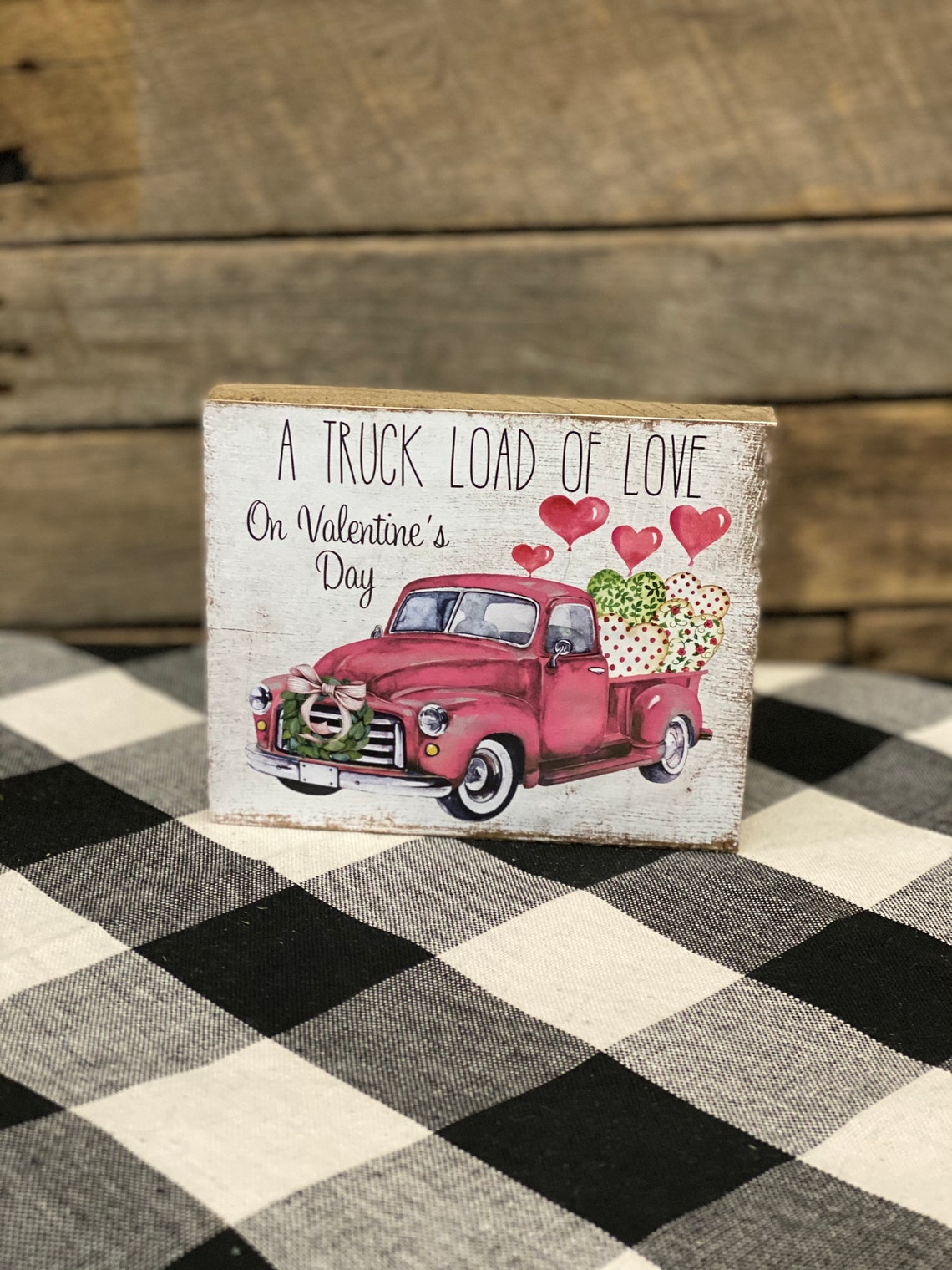 A Truck Load of Love Valentines Wooden Block Sign Vintage - Etsy