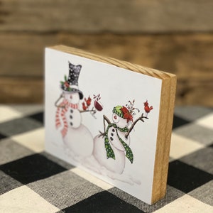 Snowmen With Wine Glasses Wooden Block Sign, Winter Wine Decor, Winter ...