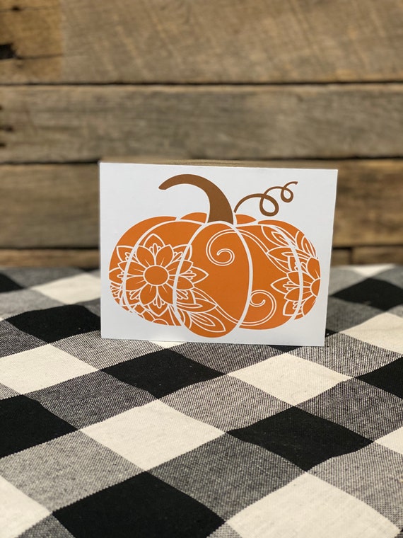 Detailed Orange Pumpkin Wooden Block Sign Fall Tiered Tray | Etsy