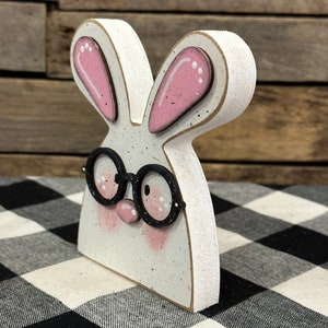 Nerdy Bunny With Glasses Decor, Easter Bunny, Wooden Bunny Decor ...