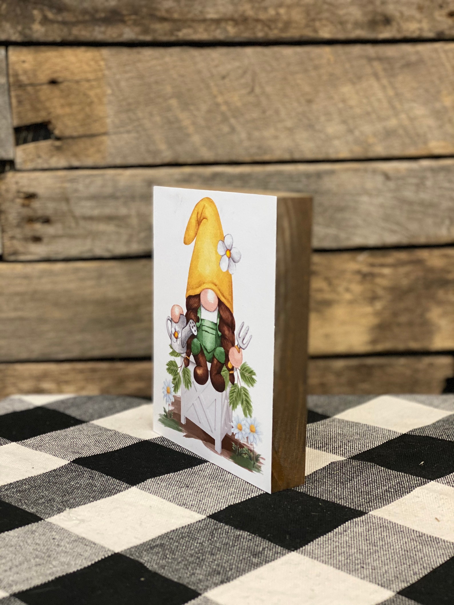 Garden Girl Gnome Wooden Block Sign: Tiered Tray Decor - Etsy