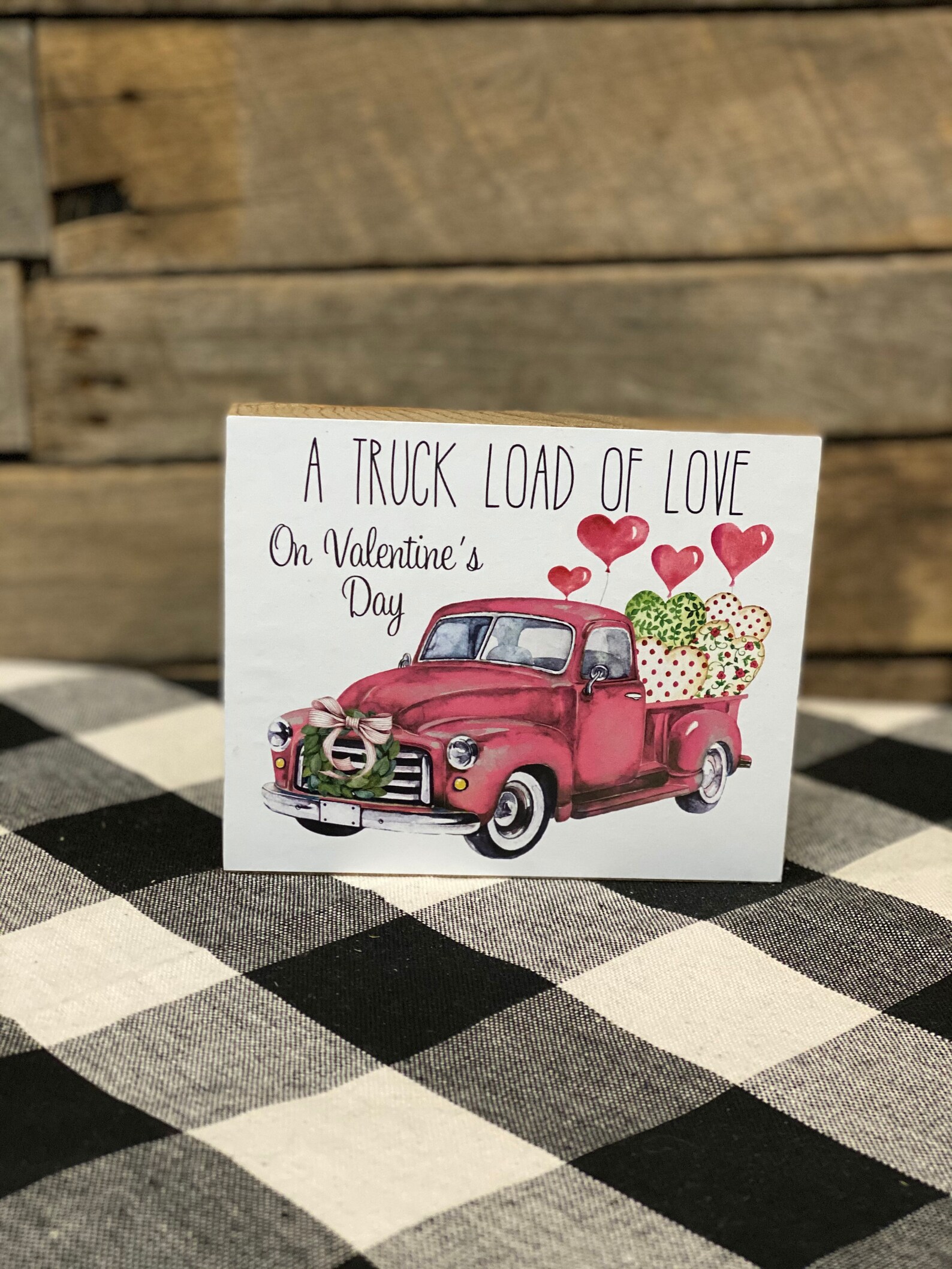 A Truck Load of Love Valentines Wooden Block Sign Vintage - Etsy