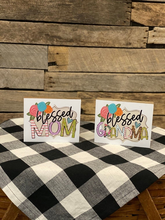 Blessed Mom Mini Wooden Sign Blessed Grandma Mini Wooden - Etsy