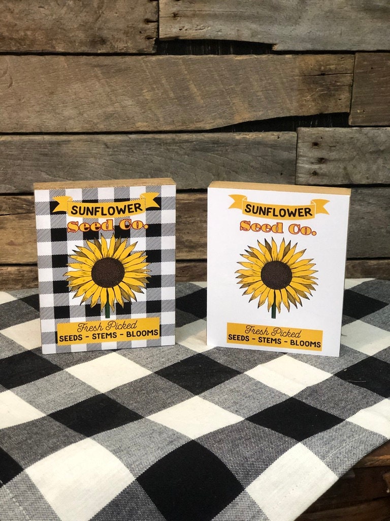 Sunflower Seed Co. Block Sign Fall Sunflower Sign Fall - Etsy