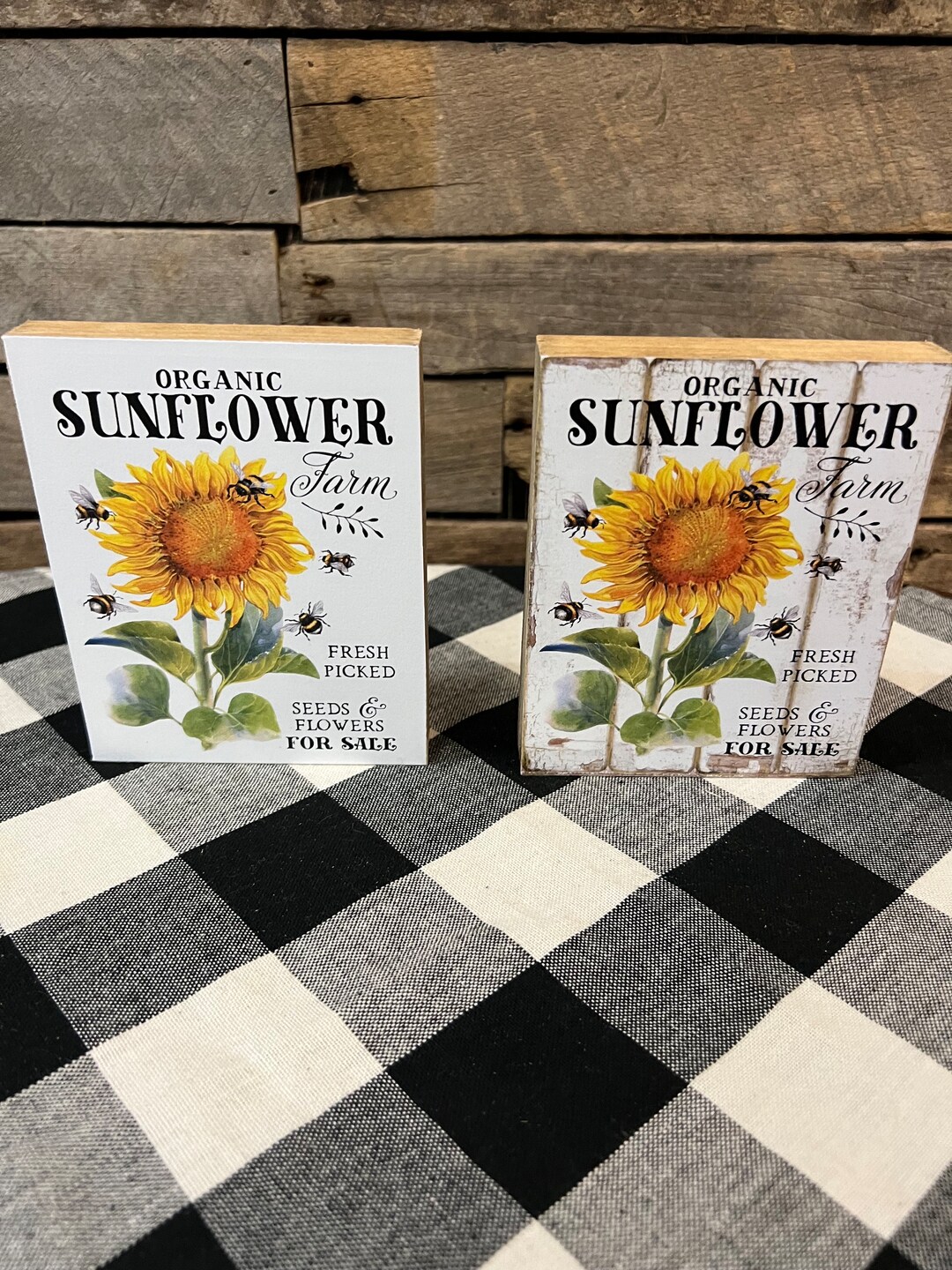 Sunflower Farm Wooden Block Sign: Tiered Tray Decor (5x4x.75) - Etsy