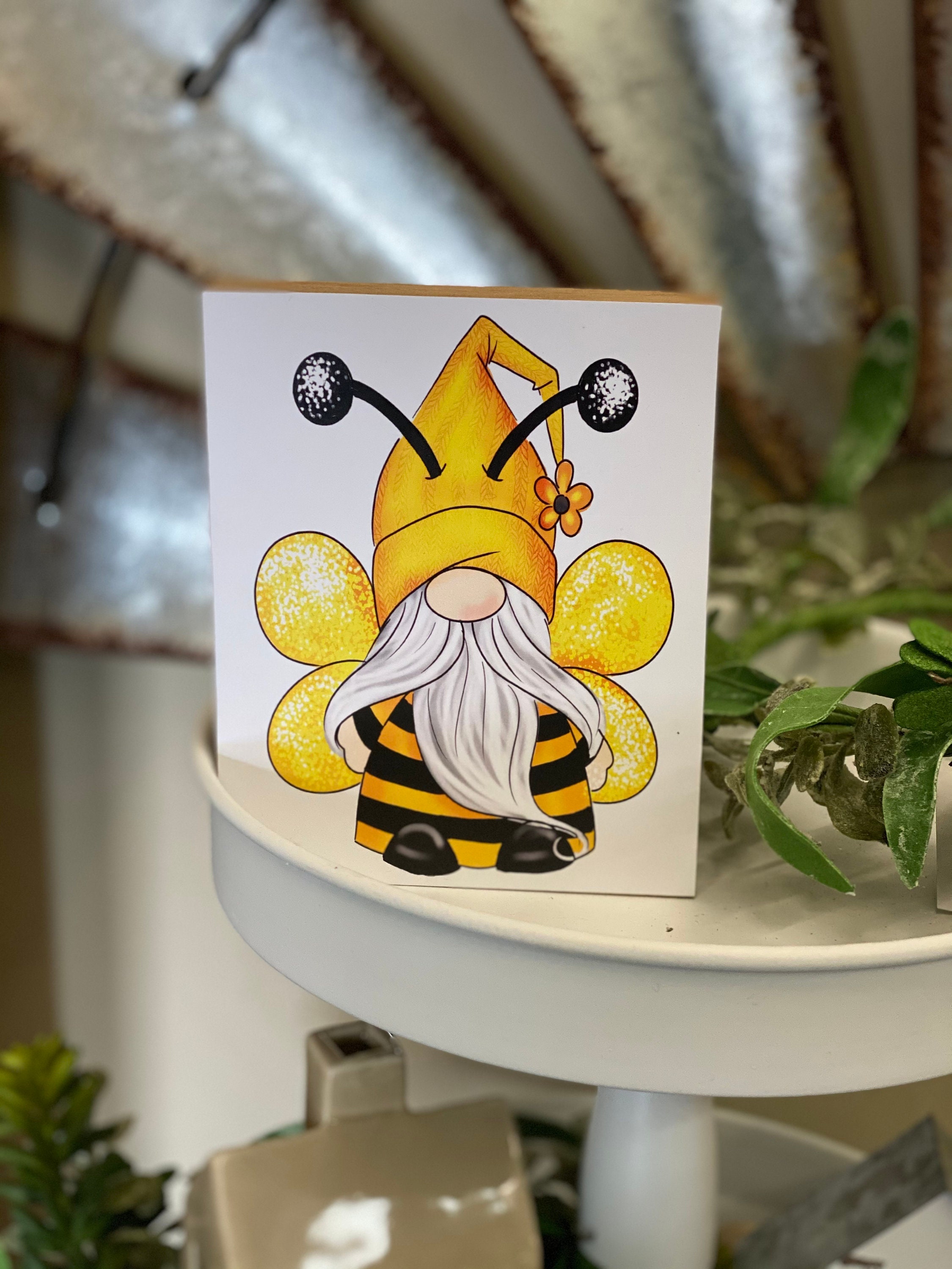 Bee Gnome and Bee Kind Gnome Wooden Block Sign Bee Tiered - Etsy