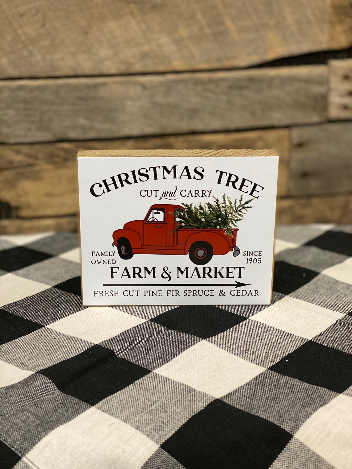Red Truck Christmas Tree Farm Wooden Sign: Farmhouse Decor - Etsy