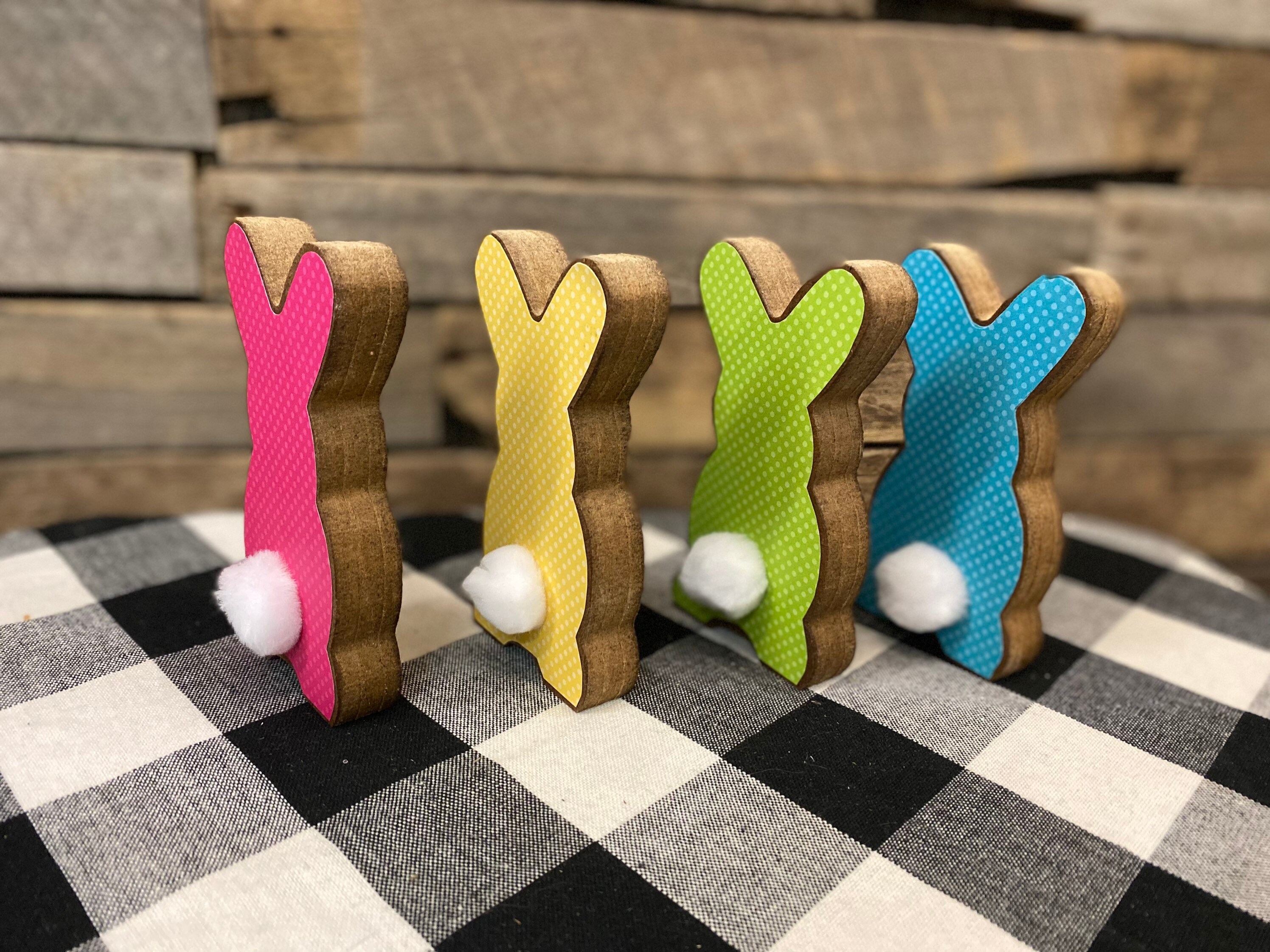 Colorful Small Polka Dot Wooden Bunny Decor Easter Bunny | Etsy