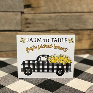 Fresh Picked Lemons Wooden Block Sign, Farm to Table Lemons, Lemon ...