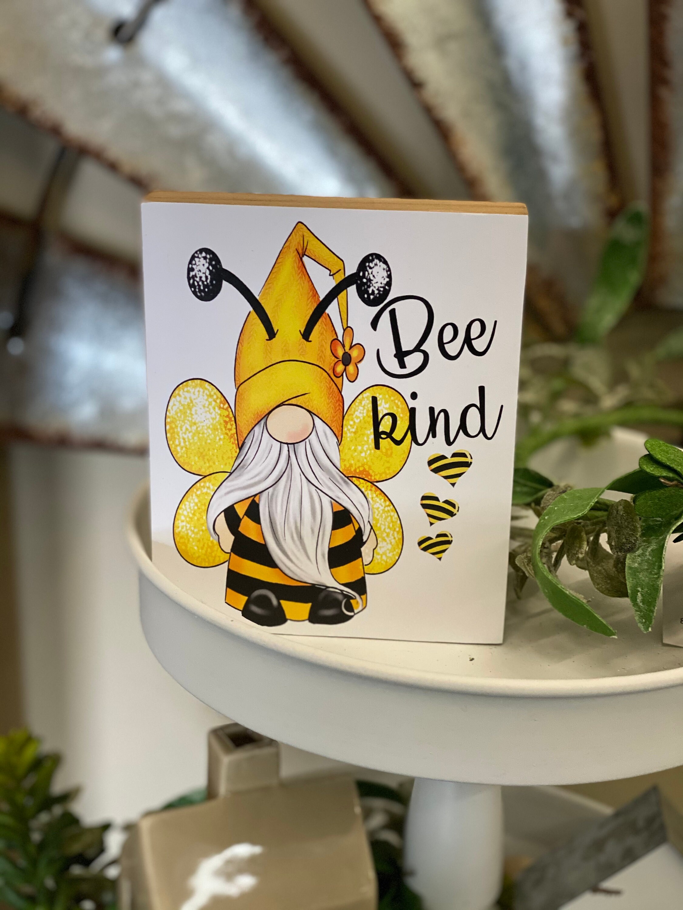 Bee Gnome and Bee Kind Gnome Wooden Block Sign Bee Tiered | Etsy