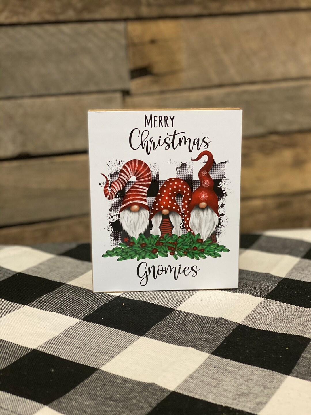 Merry Christmas Gnomies Block Sign: Farmhouse Holiday Decor - Etsy
