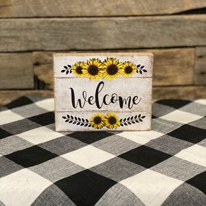 Welcome Sunflower Wooden Sign, Farmhouse Welcome Sign, Fall Sunflowers ...