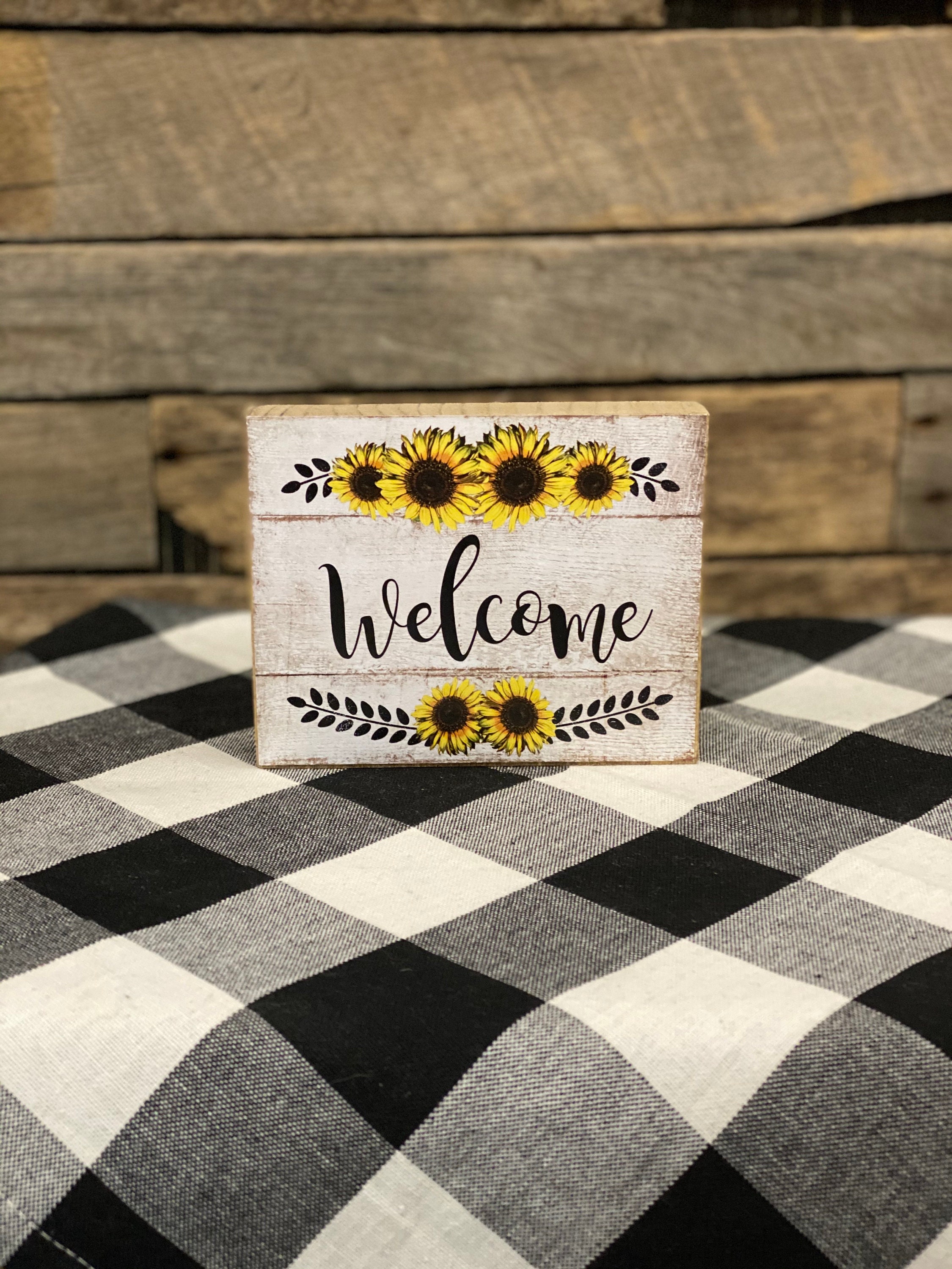 Welcome Sunflower Wooden Sign Farmhouse Welcome Sign Fall | Etsy