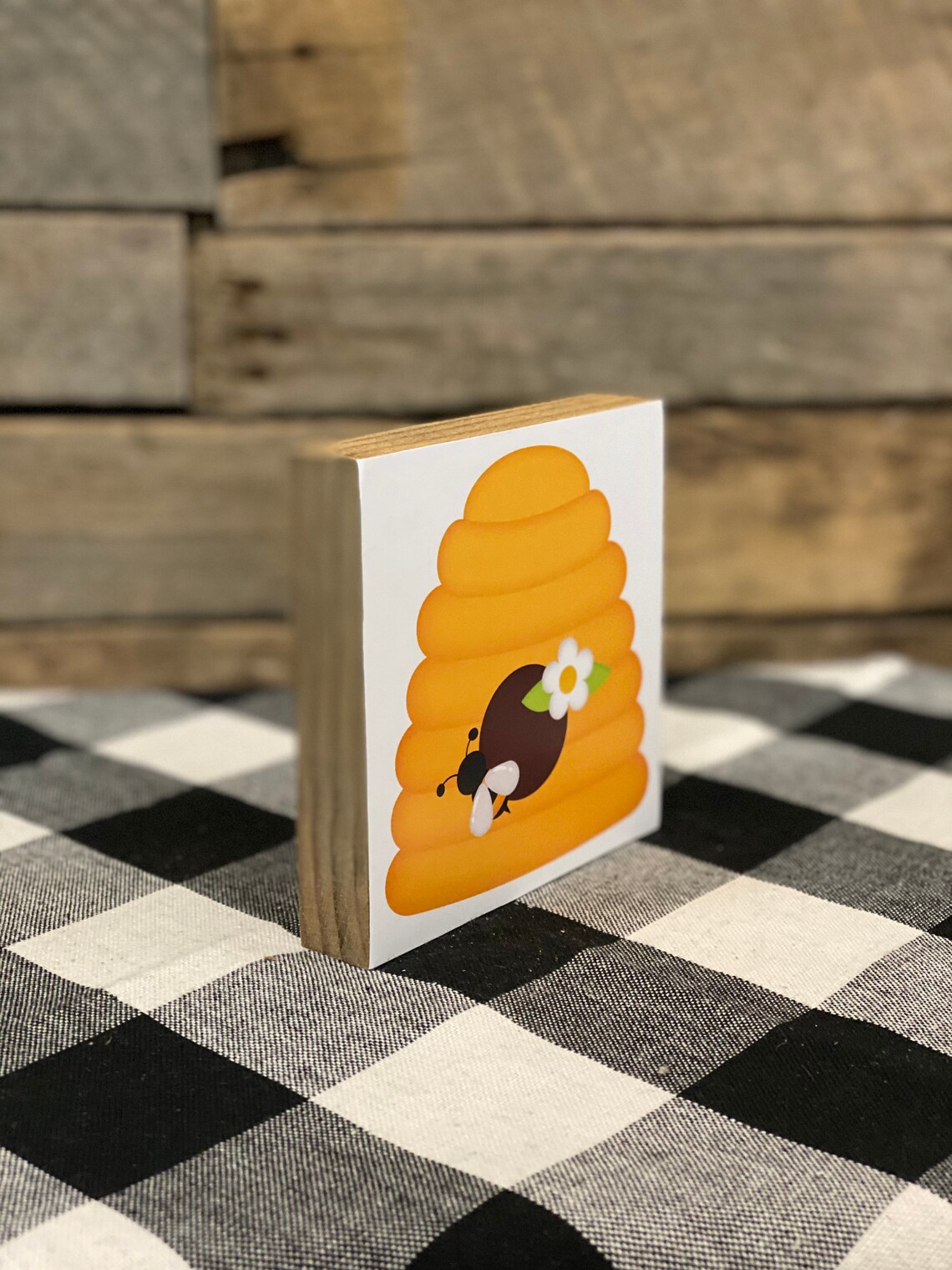 Mini Beehive Wooden Block Sign Bee Tiered Tray Sign - Etsy