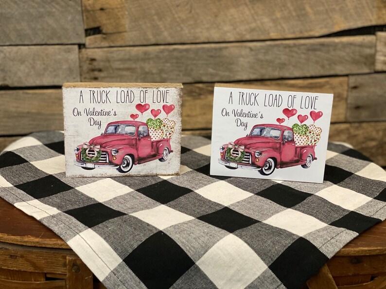 A Truck Load of Love Valentines Wooden Block Sign Vintage - Etsy