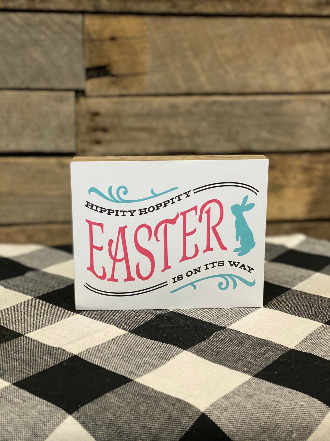 Hippity Hoppity Easters on Its Way Wooden Block Sign, Easter Tiered ...