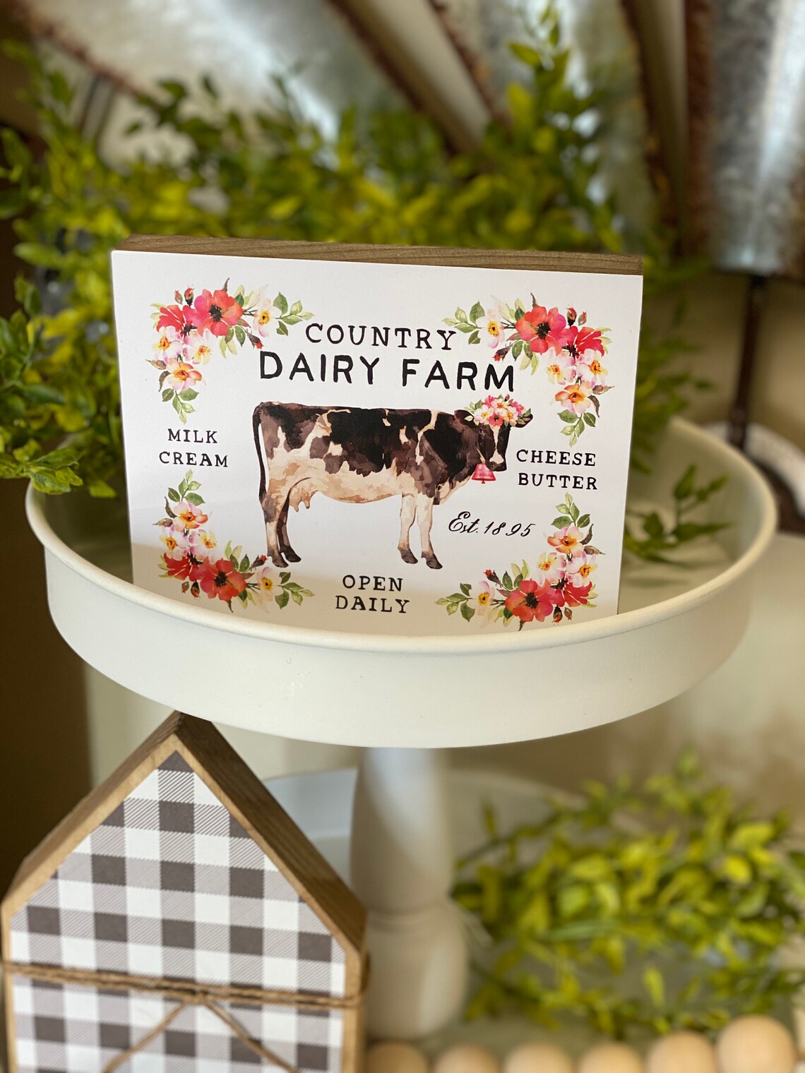 Country Dairy Farm Wooden Block Sign Farmhouse Tiered Tray - Etsy