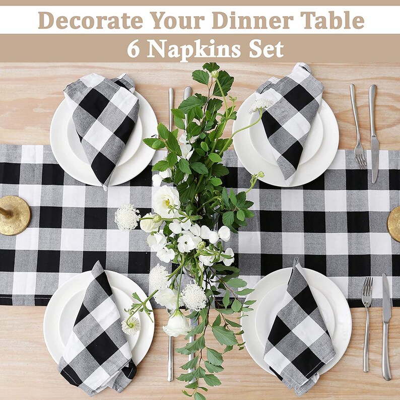 Christmas Buffalo Plaid Table Runner Black & White Plaid - Etsy