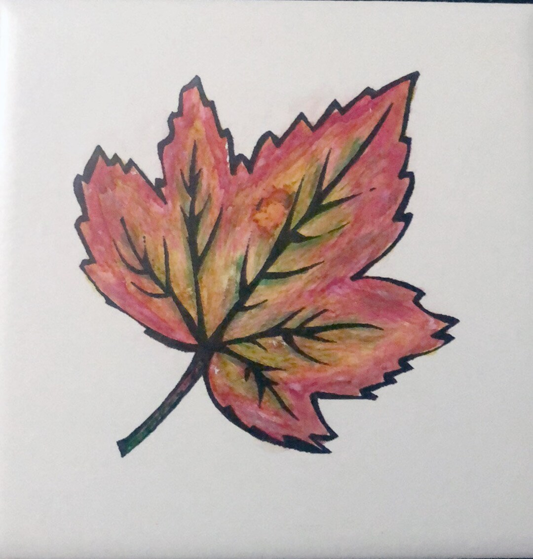 Hand Painted Ceramic Tile of a Maple Leaf - Etsy