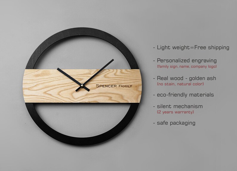 Personalized Modern Wall Clock EXOTIC Wood Silent Custom - Etsy