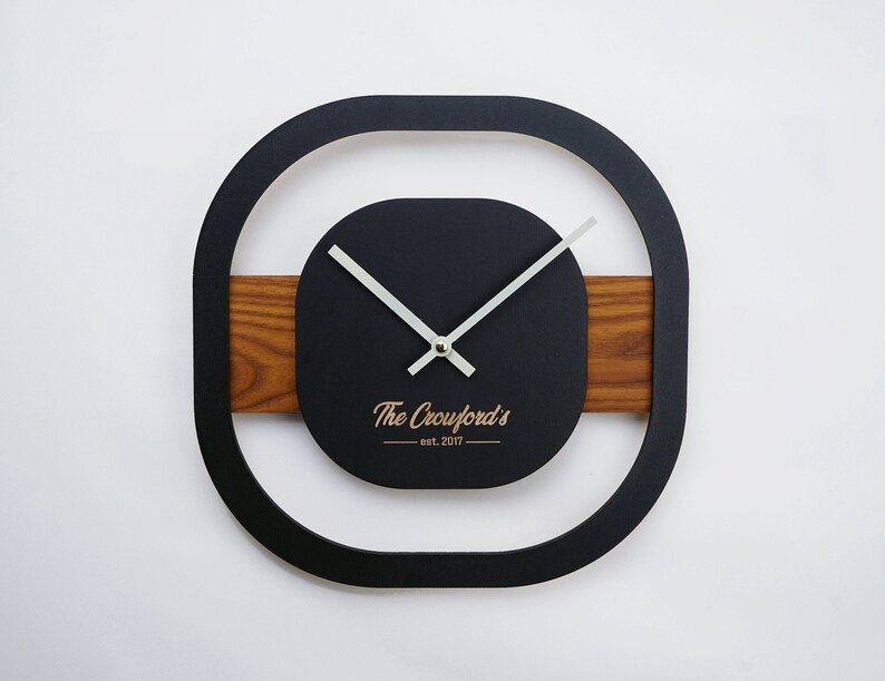 Personalized Modern Wall Clock EXOTIC Wood Silent Custom - Etsy
