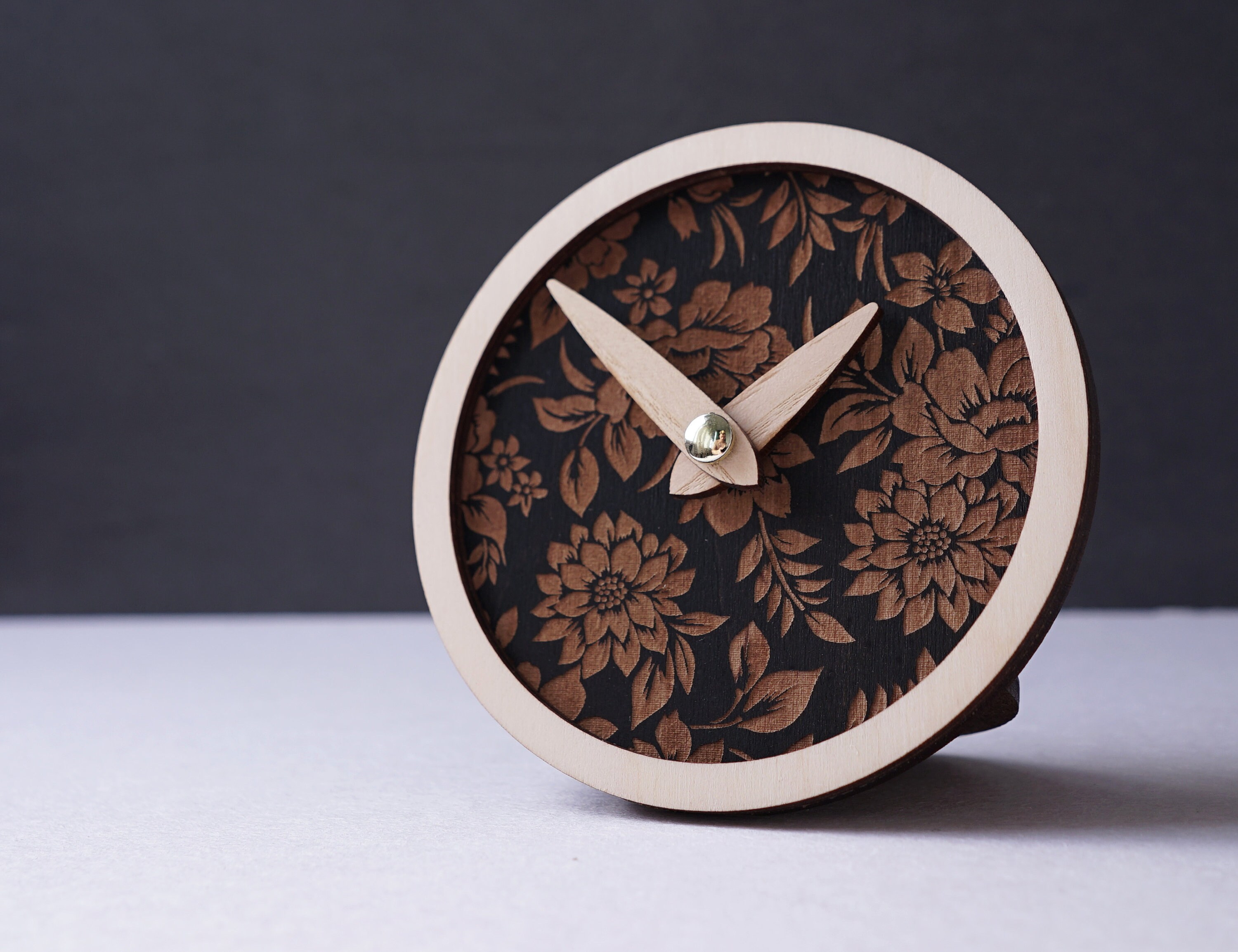 Desk Clock Shelf WOOD Clock Bedside Table Silent Custom - Etsy