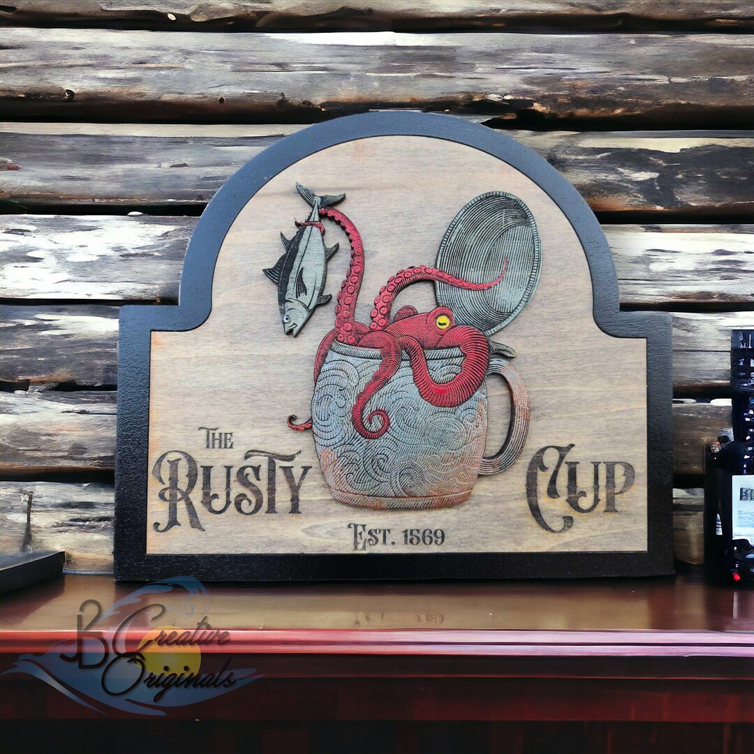 The Rusty Cup, Tavern Sign, Bar Sign, Bar Decor, Man Cave Decor, Pub ...