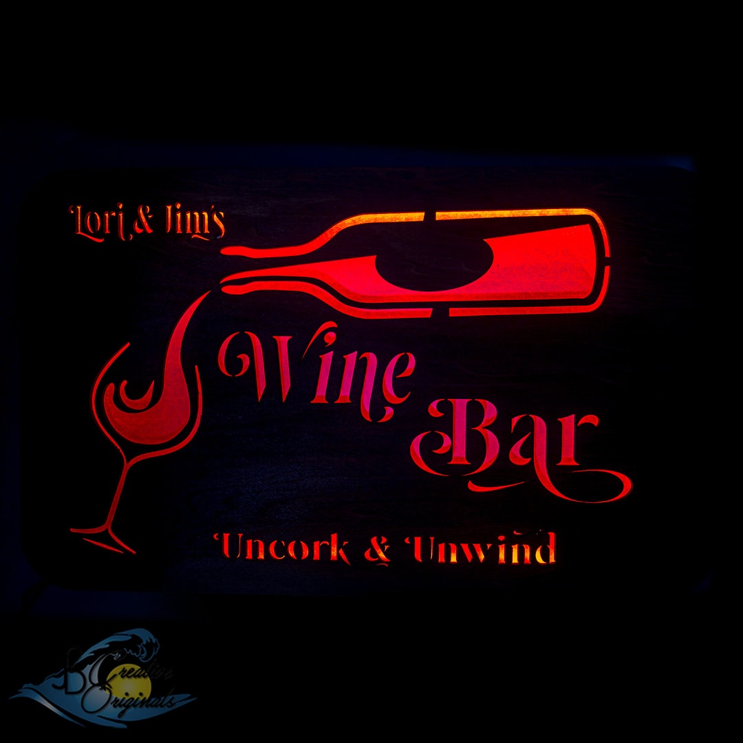 Illuminated Art Bar Sign Wine Sign Wine Decor Lighted Bar - Etsy