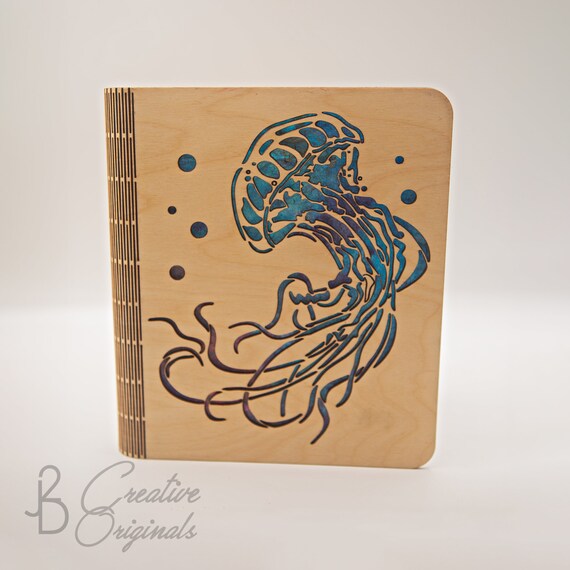 Jellyfish Wood Planner Notebook Binder Journal | Etsy