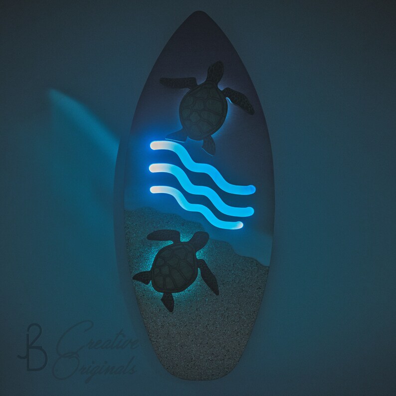 Illuminated Art / Lighted Wall Decor Turtle Surfboard LED - Etsy