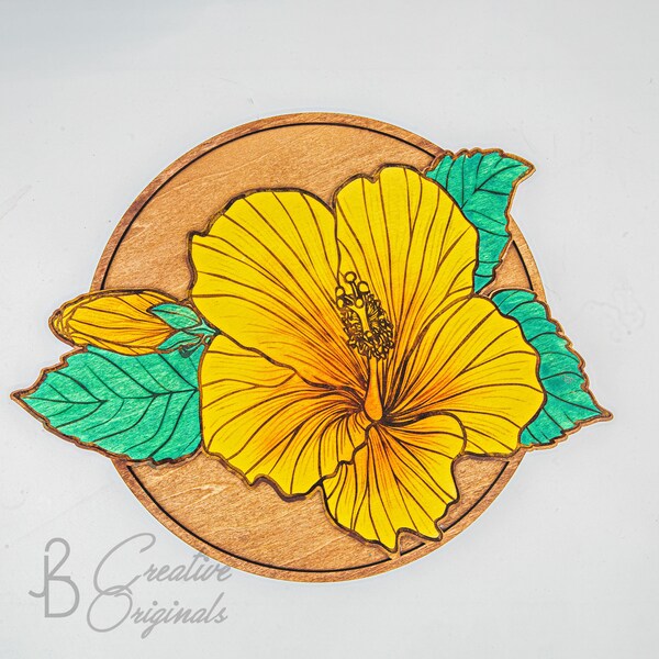 Wooden Hibiscus Outdoor Wall Art - Etsy