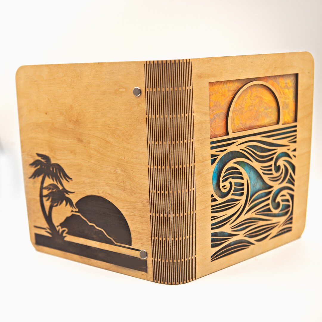 Sunset Ocean Wood Planner, Notebook, Binder, Journal, Sunset Ocean ...