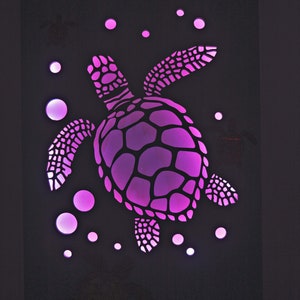 Lighted Wall Decor, Unique Wall Art, Sea Life Art, Turtle Art, LED Wall ...