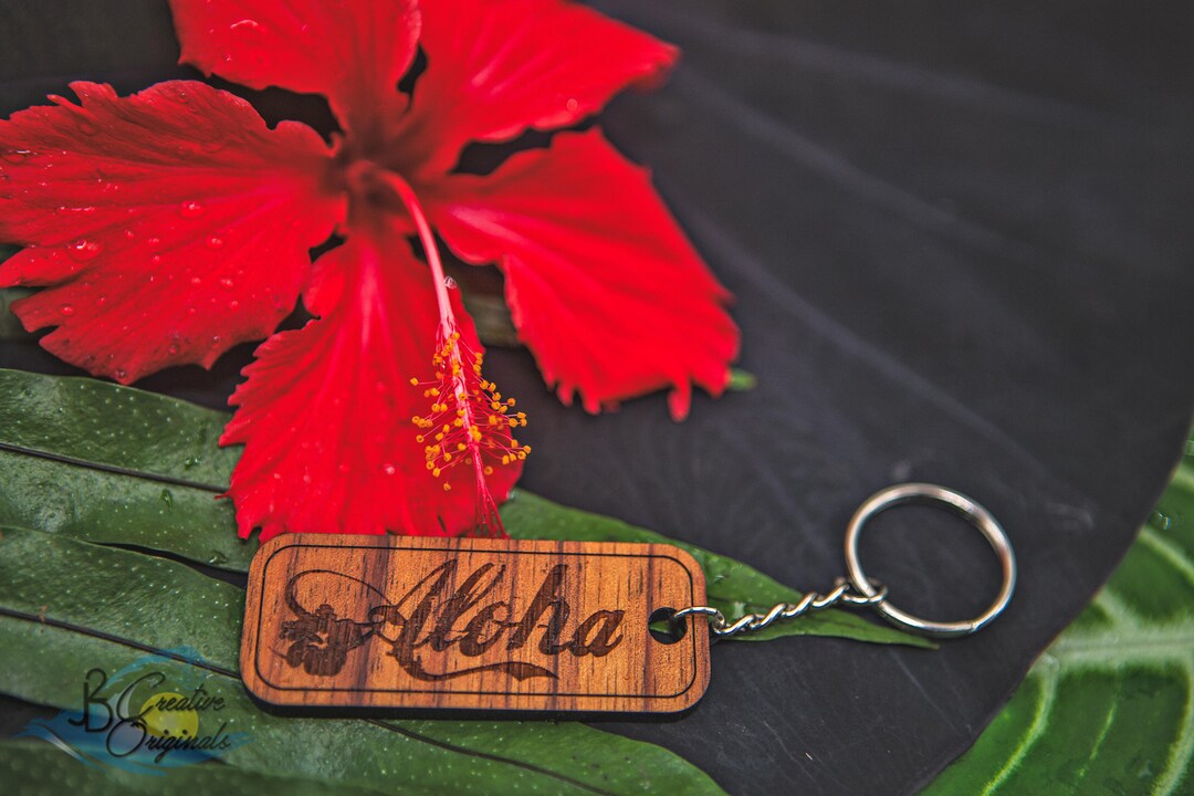 Hawaii Keychain Wood Keychain Hawaii Island Engraved - Etsy