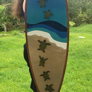 Handmade Sea Turtle Surfboard Wall Art: Extra Large Beach Decor 48" - Etsy