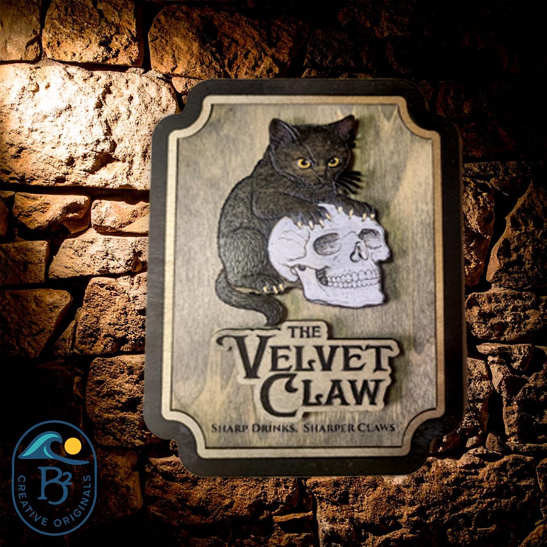 Velvet Claw Gothic Tavern Sign Dark Bar Wall Art for Pub or Lounge - Etsy