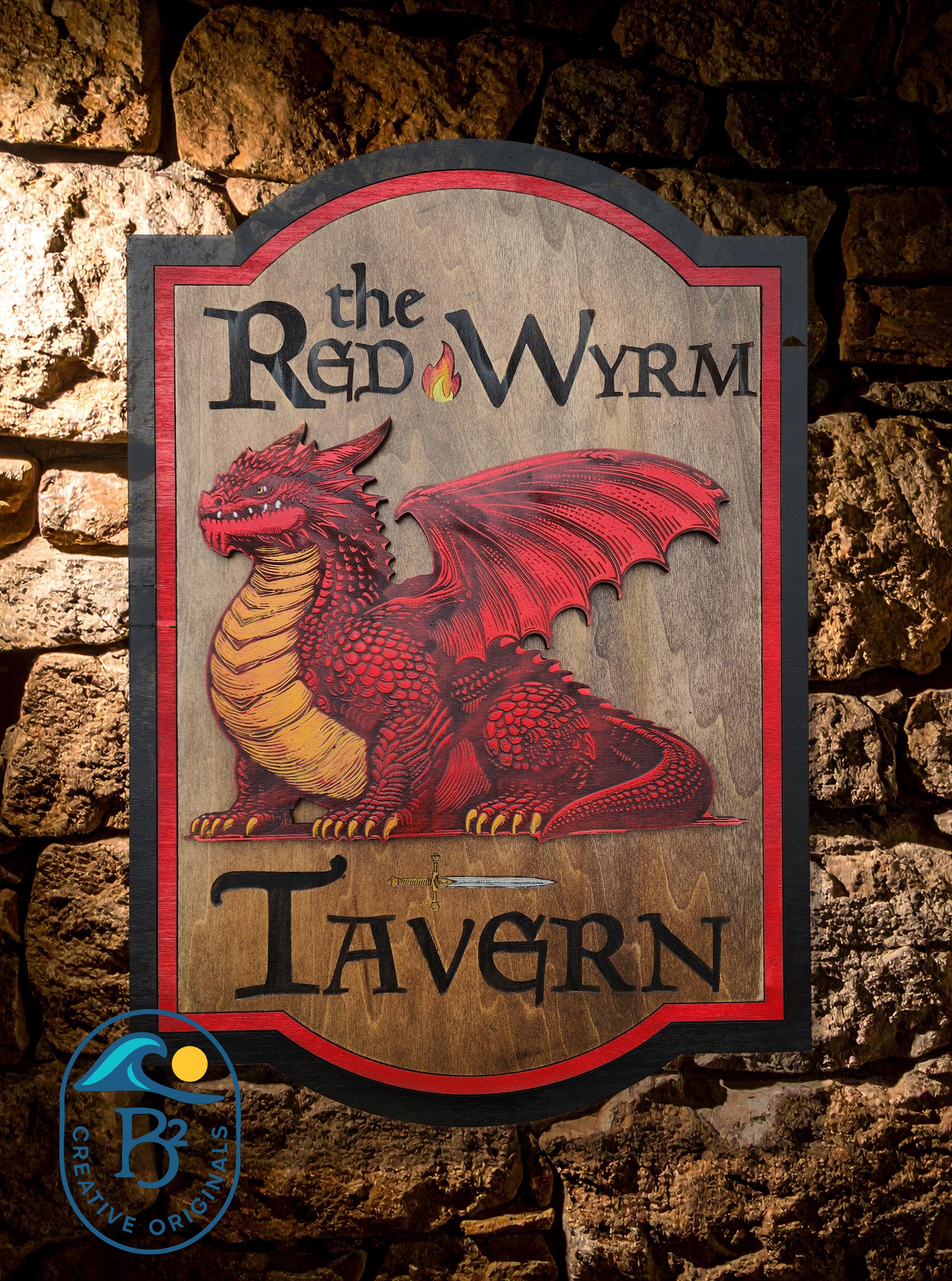 Custom Red Dragon Tavern Sign – Personalized Fantasy Pub Wall Art - Etsy