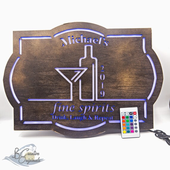 Illuminated Art Wall Art Lighted Bar Sign Personalized Bar - Etsy