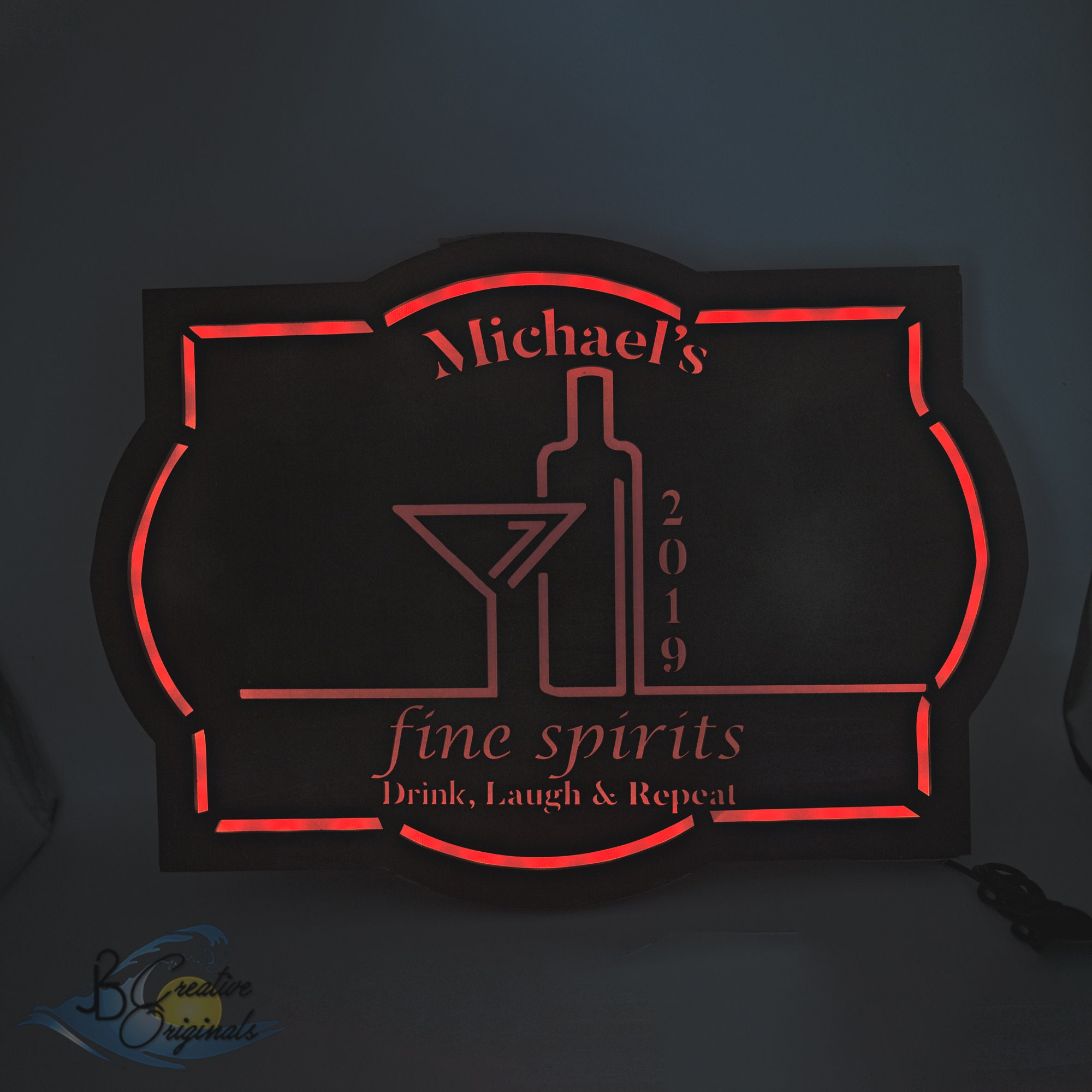 Illuminated Art Wall Art Lighted Bar Sign Personalized Bar - Etsy