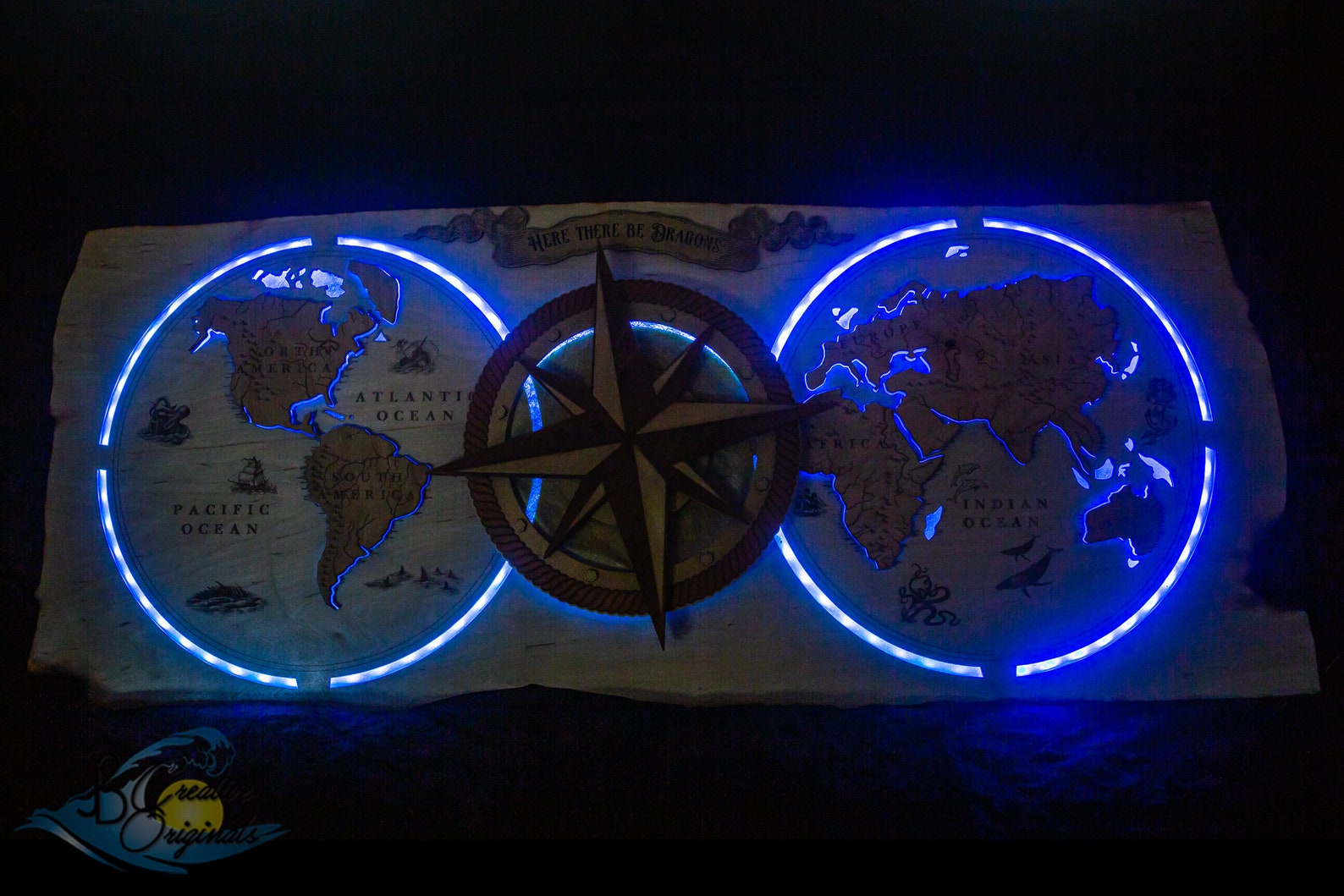 Lighted Wall Art Illuminated Map Lighted Art Lighted Map - Etsy